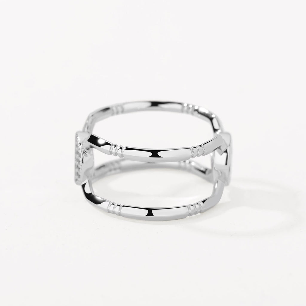 KKLUE | Smiley Silver Two-tiered Ring